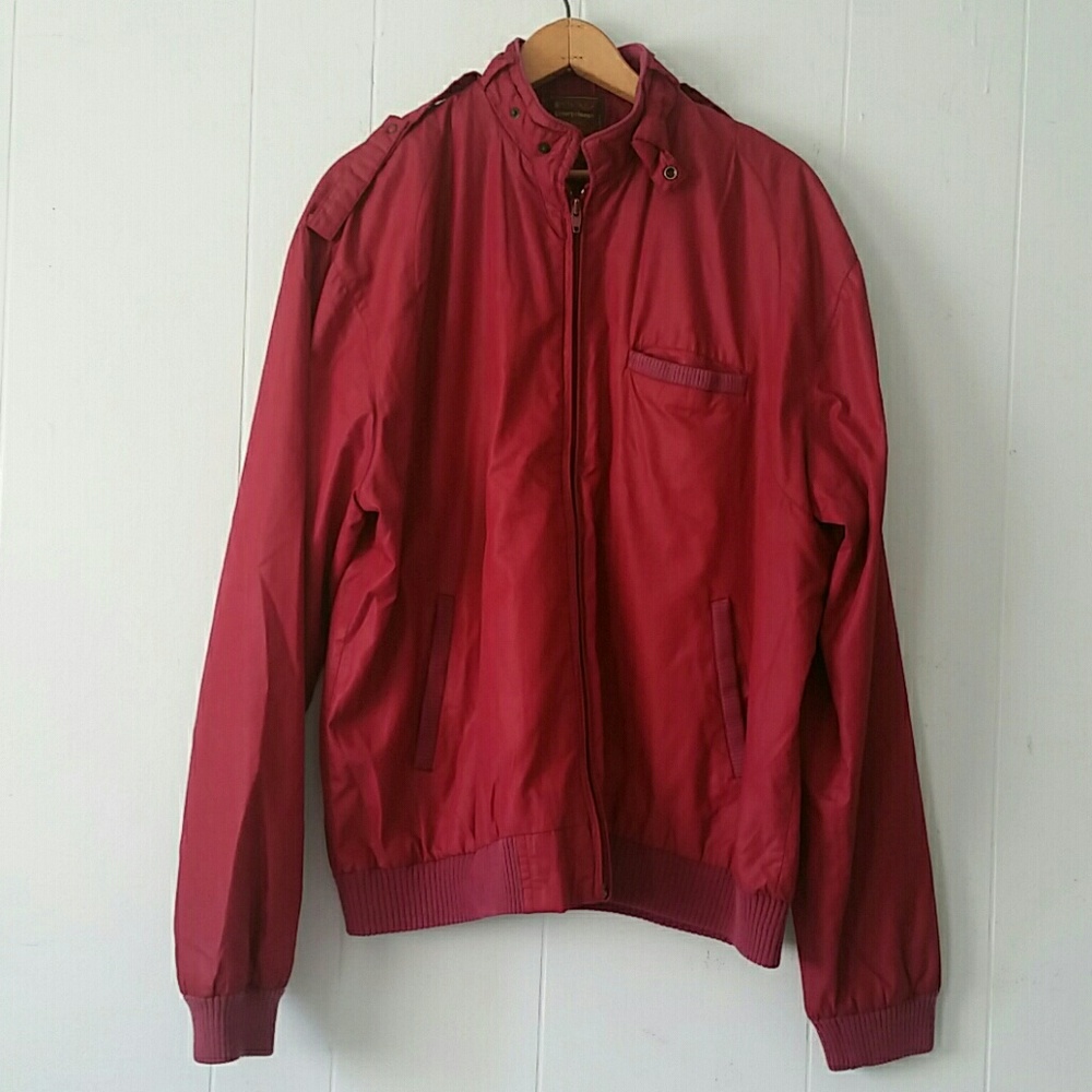 Maroon Jacket 80s Vintage Coat Members Only Style - Gem